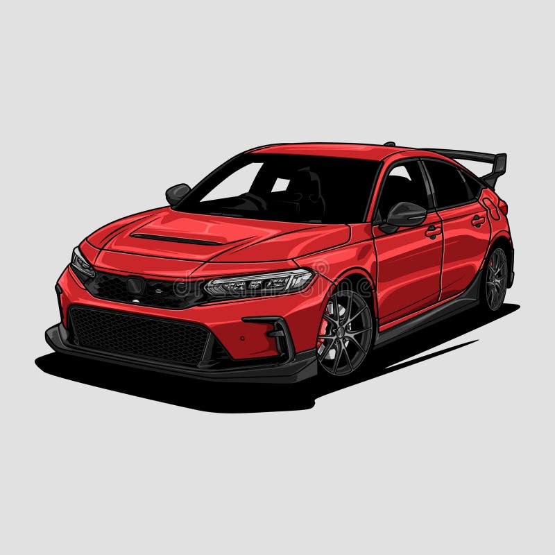 Red car Mugen Type R stock vector. Illustration of garage - 375195086