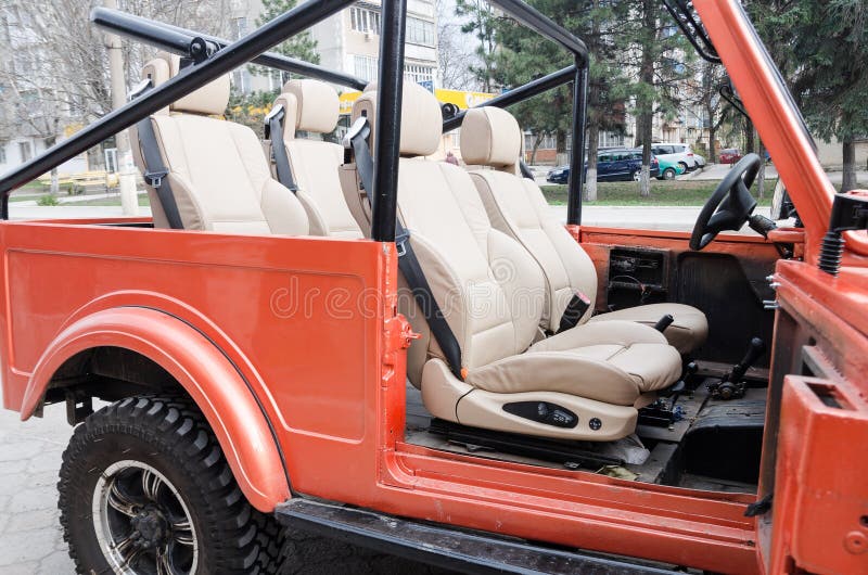 Red car with open top editorial stock photo. Image of drive - 150012828