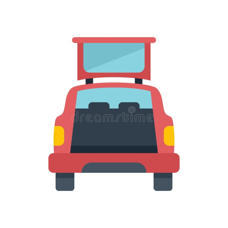 Red Car with Open Trunk and Empty Roof Rack Parked Back View Stock ...