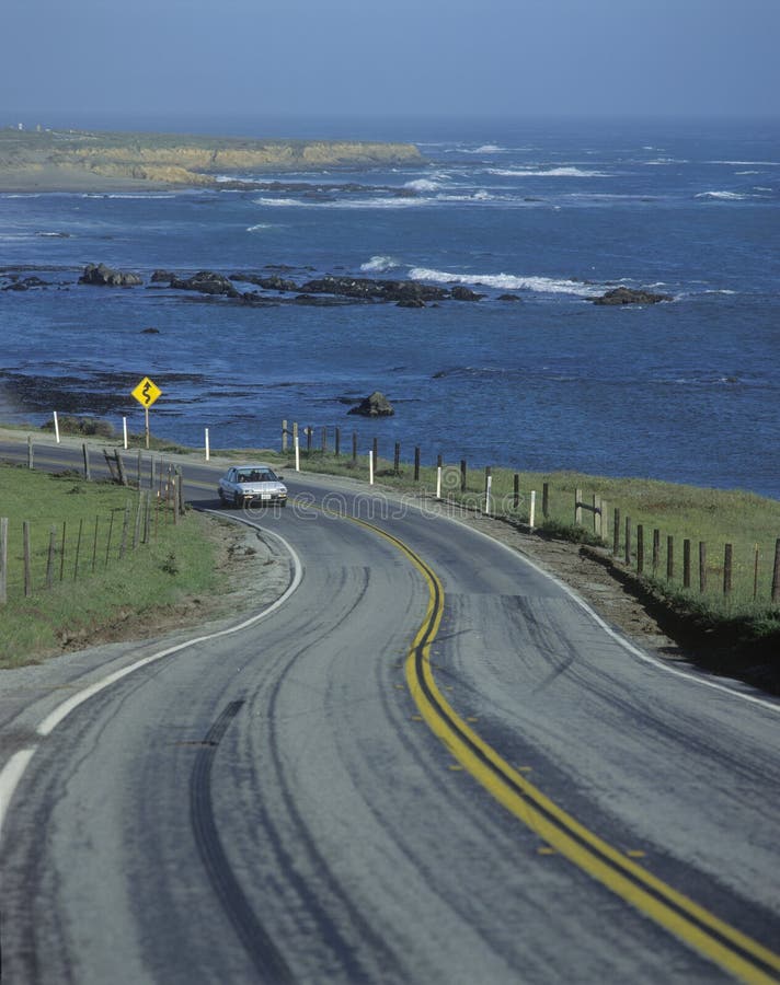 Red Car on Pacific Coast Highway, CA Editorial Image - Image of coast ...