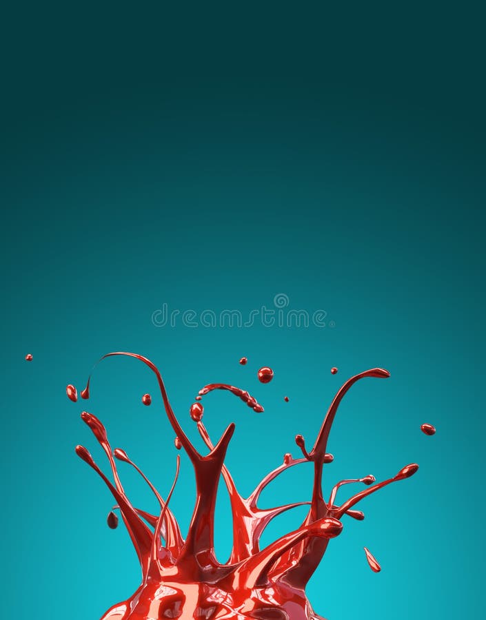 Blue Car Paint Splash Mirrored on Yellow and Orange Background Stock ...