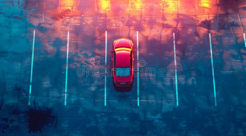 A Red Car is Parked in a Parking Lot Stock Photo - Image of environment ...
