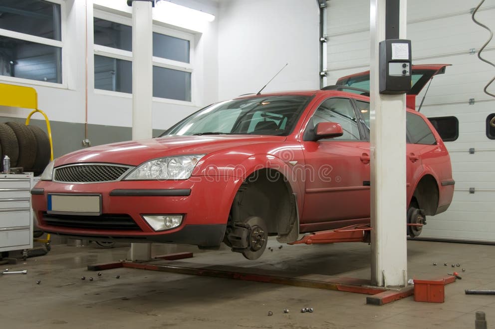 Red car on raiser stock photo. Image of open, automobile - 9546724