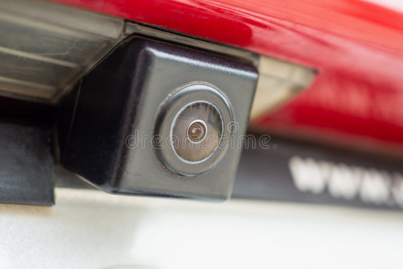 Red Car Rear View Camera for Parking Assistance Stock Photo - Image of ...