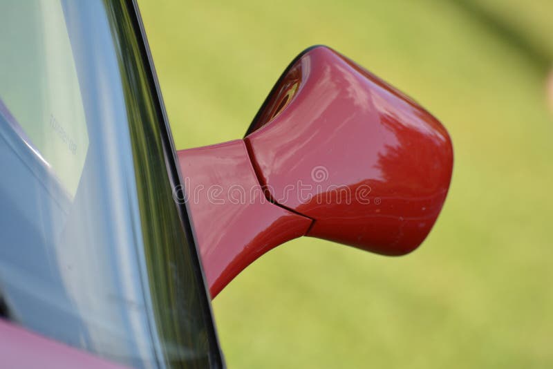 Red car rear view mirror stock image. Image of outside - 104184203