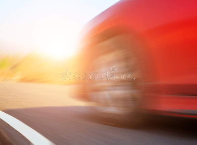 Red Car on the Road with Tern Right Sign. Concept for Transport Stock ...