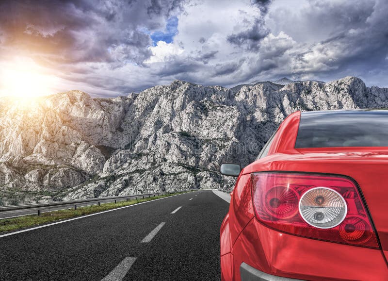 Car Rushing Along a High-speed Highway. Stock Image - Image of ...