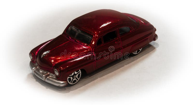 Red car. Scale model of a retro car., Red car. Scale model of a retro ...