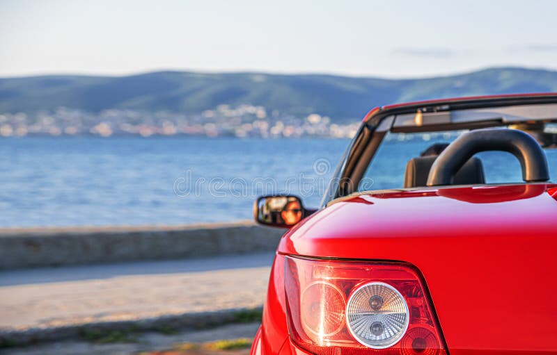 Car on the Seashore in the Evening. Stock Photo - Image of driving ...