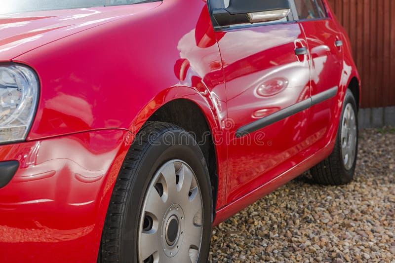 Red car stock image. Image of closeup, automobile, gravel - 58947103