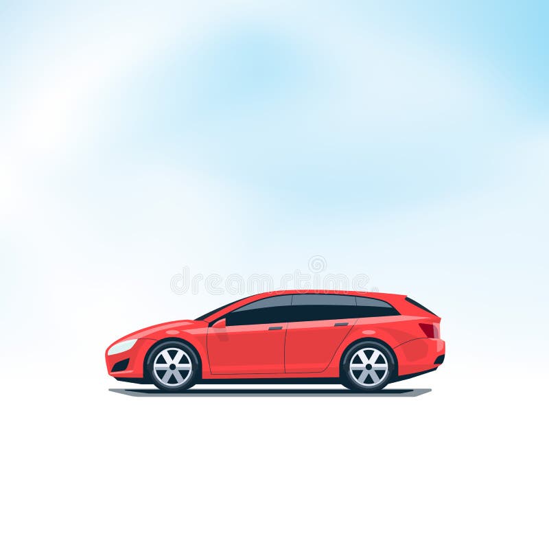 Red Car Station Wagon Combi Side View Stock Vector - Illustration of ...