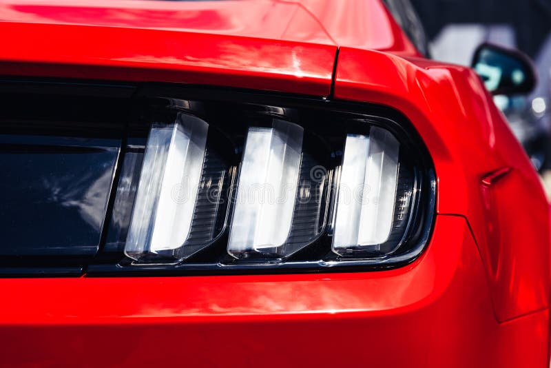 Red Car Stop Rear Light stock photo. Image of back, mustang - 92168422