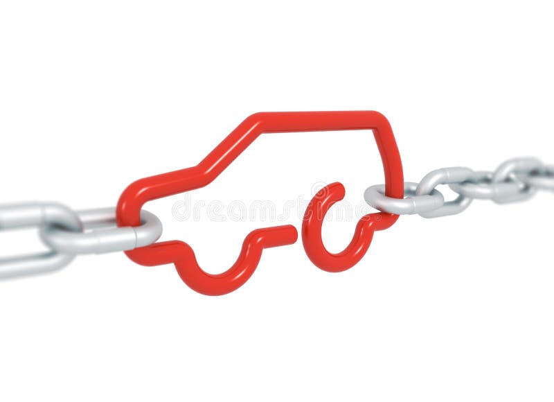 Red Car Symbol Blocked with Metal Chains Stock Illustration ...
