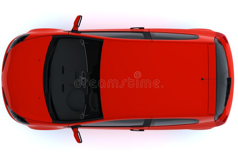 Scarlet Red Vintage American Muscle Car - Top Down View Stock Photo ...