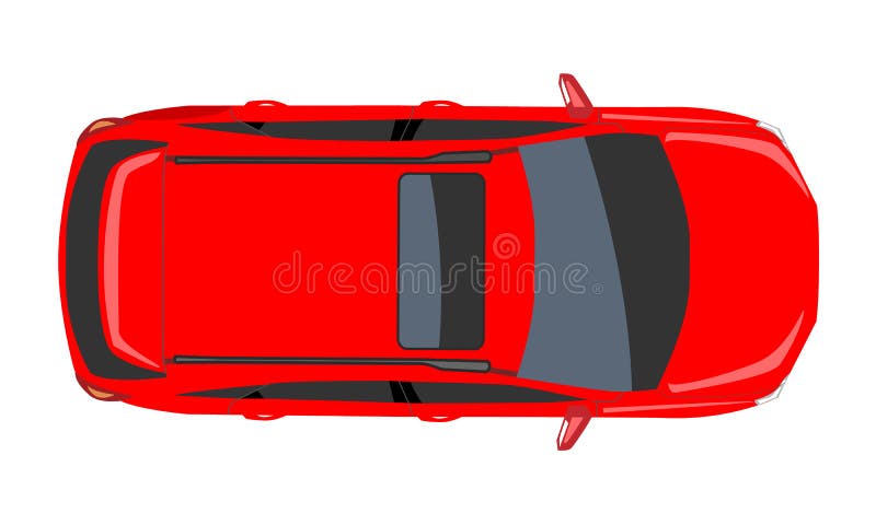 Red Car Top View. Flat and Solid Color Style Design Vector Illustration ...