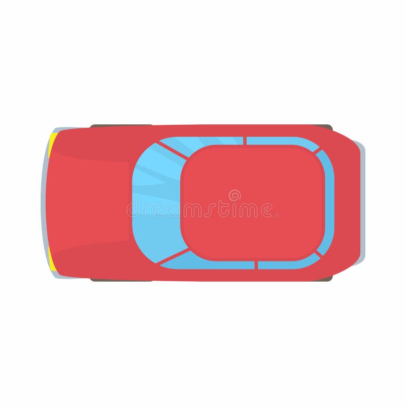 Red Car Top View Icon, Cartoon Style Stock Vector - Illustration of ...