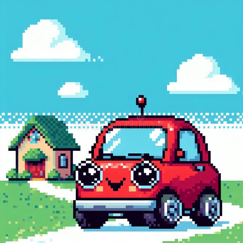 Red Car Vector Design, Pixel Art Stock Illustration - Illustration of ...