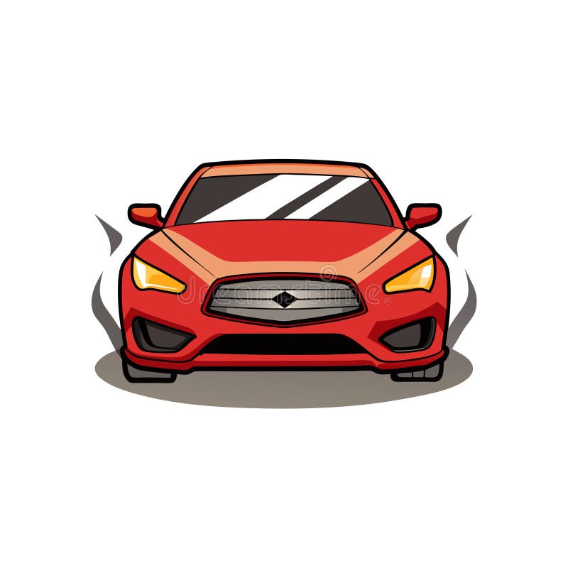 Modern Red Car Front View Cartoon Illustration Stock Illustration ...