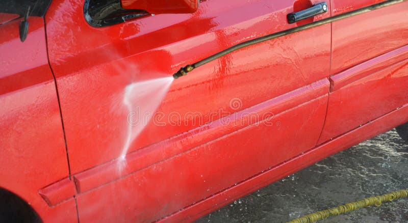Red Car Washing on Open Air Stock Photo - Image of hand, vehicle: 41602266