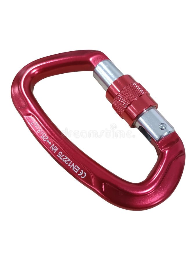 Image Red Carabiner on White Background Stock Photo - Image of green ...