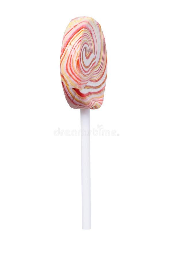 Red Caramel Candy on a Stick Side View Isolated on White Stock Image ...