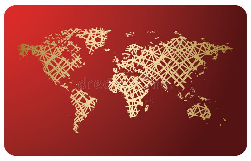 Red Card with Abstract World Map - Vector Curves Stock Vector ...