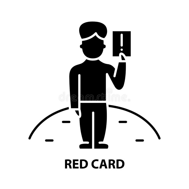 Red Card Icon, Black Vector Sign with Editable Strokes, Concept ...