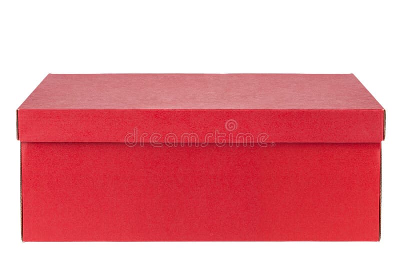 Red Cardboard Box Isolated on White. Shoe Box Stock Photo - Image of ...