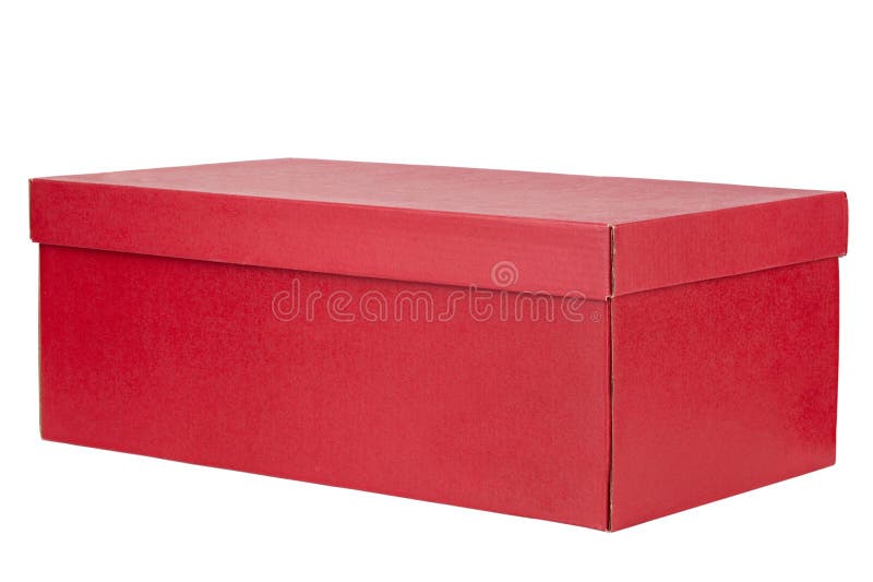 Red Cardboard Box Isolated on White. Shoe Box Stock Photo - Image of ...