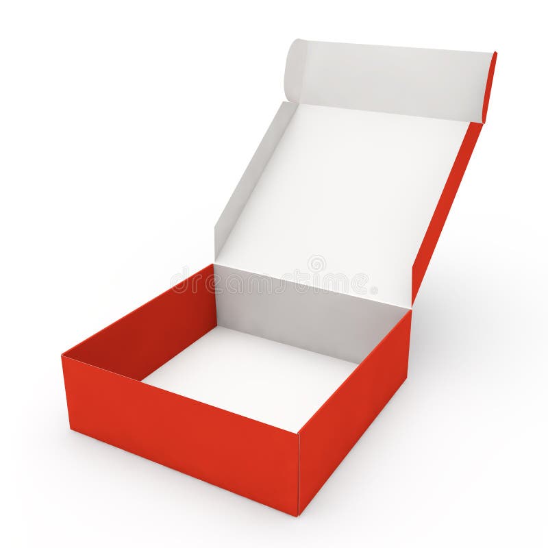 Red cardboard box stock illustration. Illustration of open - 56016668