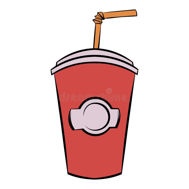 Red Cardboard Cup with a Straw Icon Cartoon Stock Vector - Illustration ...