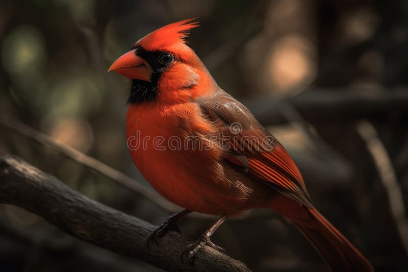 Red Cardinal Bird Perched on a Branch - Ai Generated Stock Illustration ...
