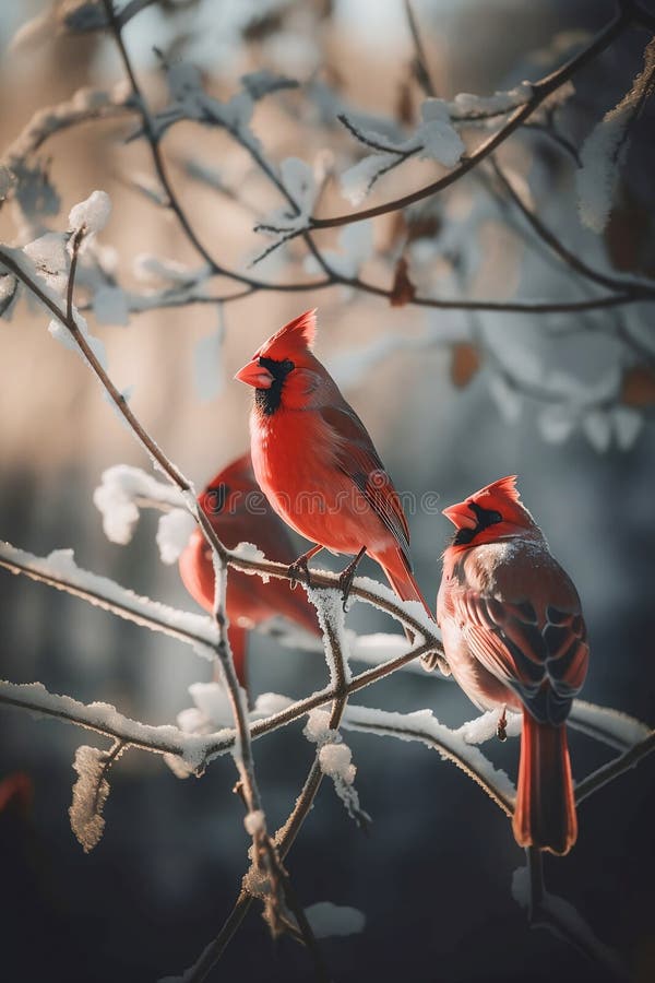 Red Cardinal Sitting Tree Branch Stock Illustrations – 105 Red Cardinal ...