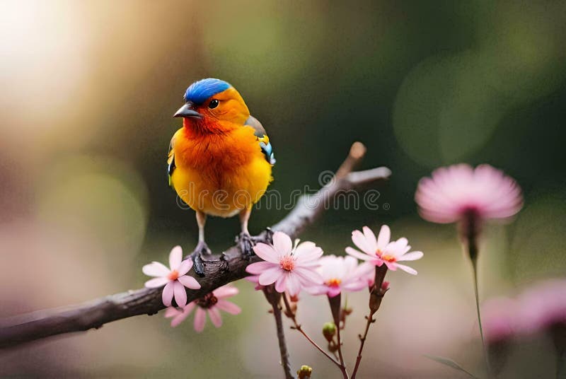 Red Cardinal on a Branch Robin on a Branch Bird on a Flower Stock ...