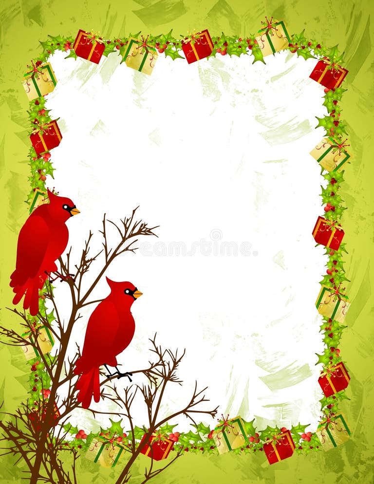Christmas Cardinal Border Stock Illustrations – 366 Christmas Cardinal ...