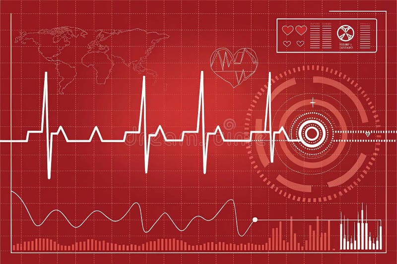 Red Cardiogram Wave on Oscilloscope Screen â€ Technology and Science ...