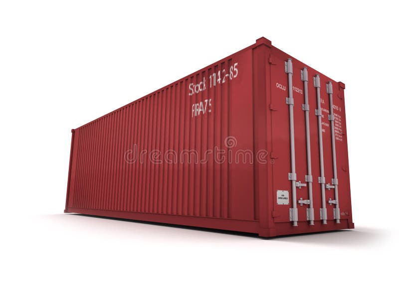 Red Metal Freight Shipping Container Isolated Stock Photo - Image of ...