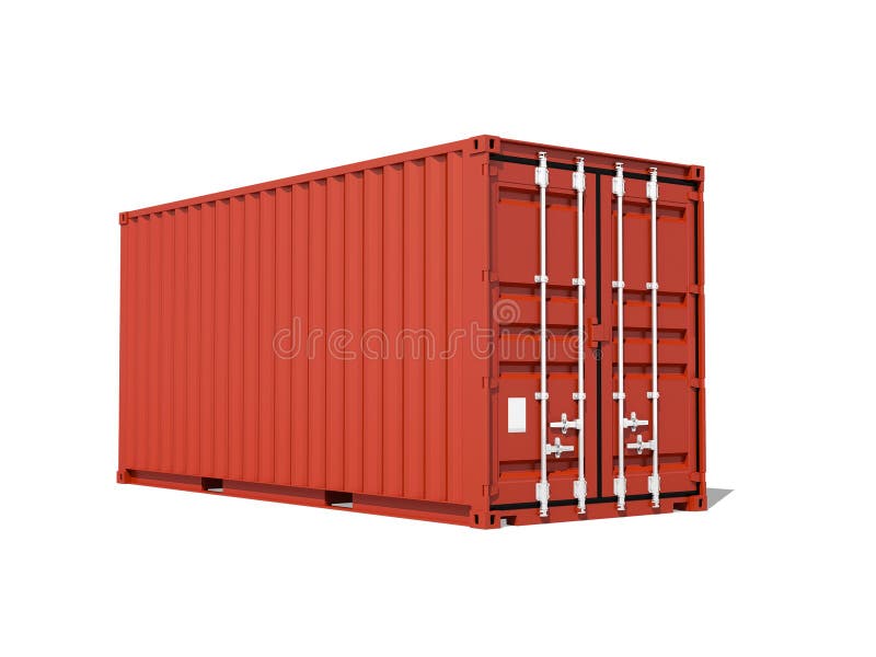 Red Cargo Container Isolated on White, 3d Render Stock Illustration ...