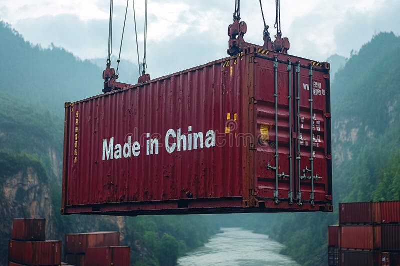 Cargo Container with Made in China Text, Symbolizing Global Trade and ...