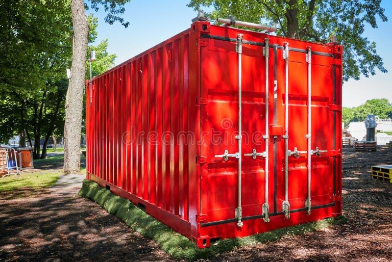 Red cargo container stock image. Image of door, compartment - 134980603