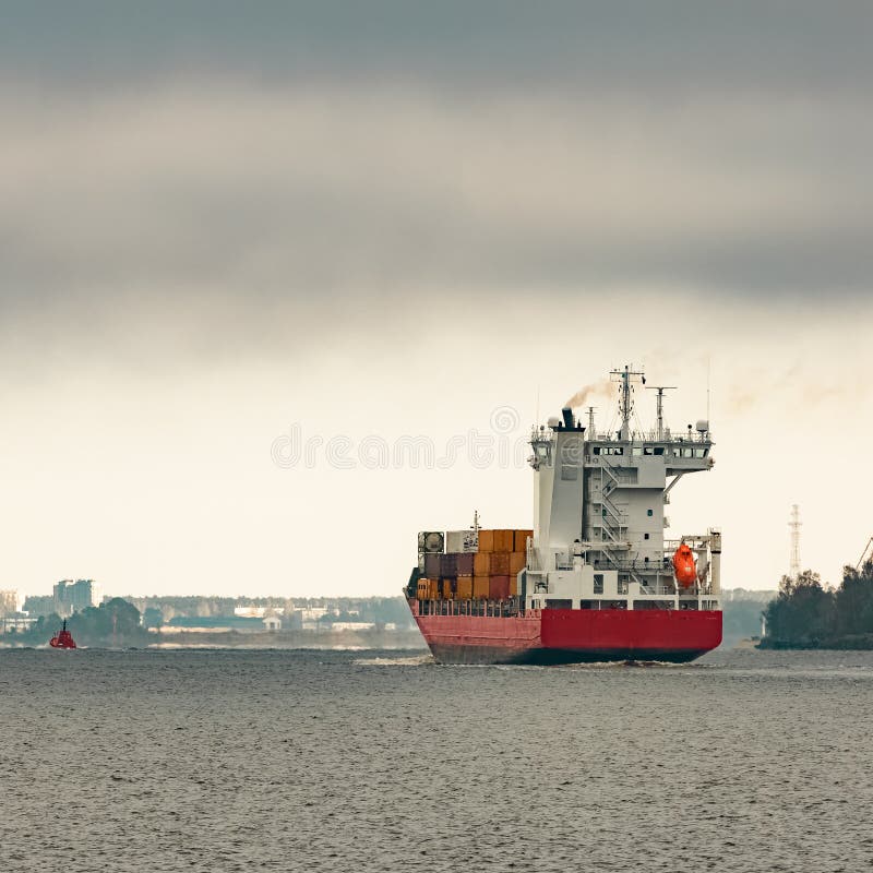 Red cargo container ship stock image. Image of carrying - 88470747