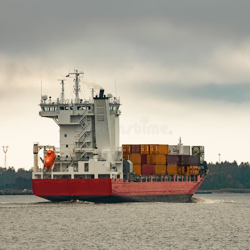 Red cargo container ship stock image. Image of industry - 88471635