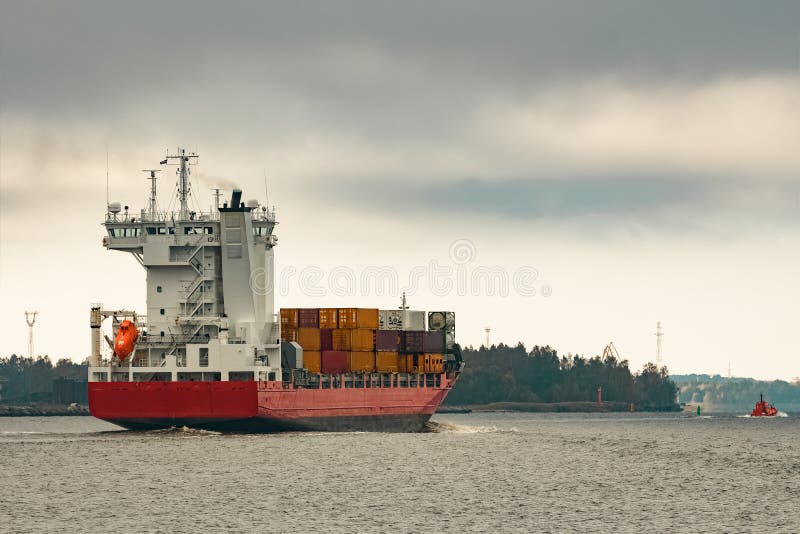 Red cargo container ship stock photo. Image of shipping - 88471736