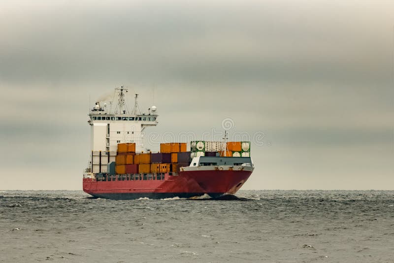 Red cargo container ship stock photo. Image of freight - 88471036