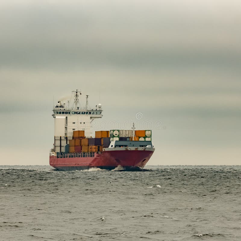 Red cargo container ship stock image. Image of baltic - 88471131