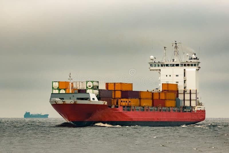 Red cargo container ship stock image. Image of heavy - 88608779