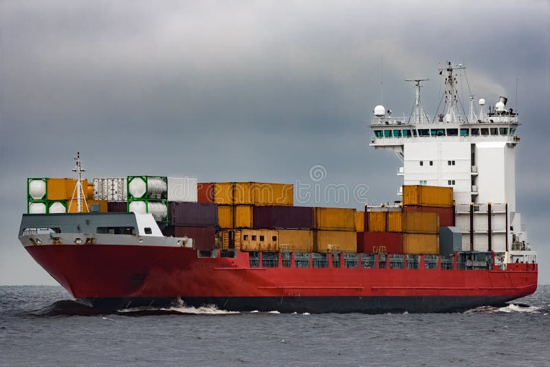 Red cargo container ship stock photo. Image of carrying - 88608842