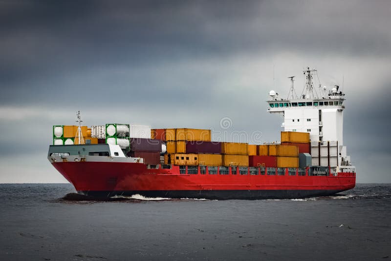 Red cargo container ship stock image. Image of shipping - 88608993