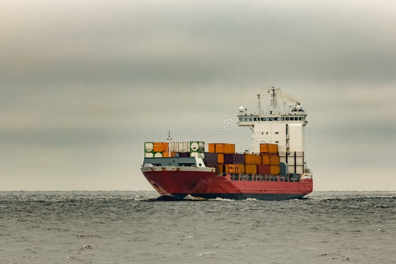 Red cargo container ship stock image. Image of delivering - 88609761