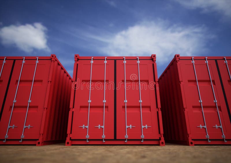 Opened Red Cargo Container with Cardboard Boxes Stock Photo - Image of ...